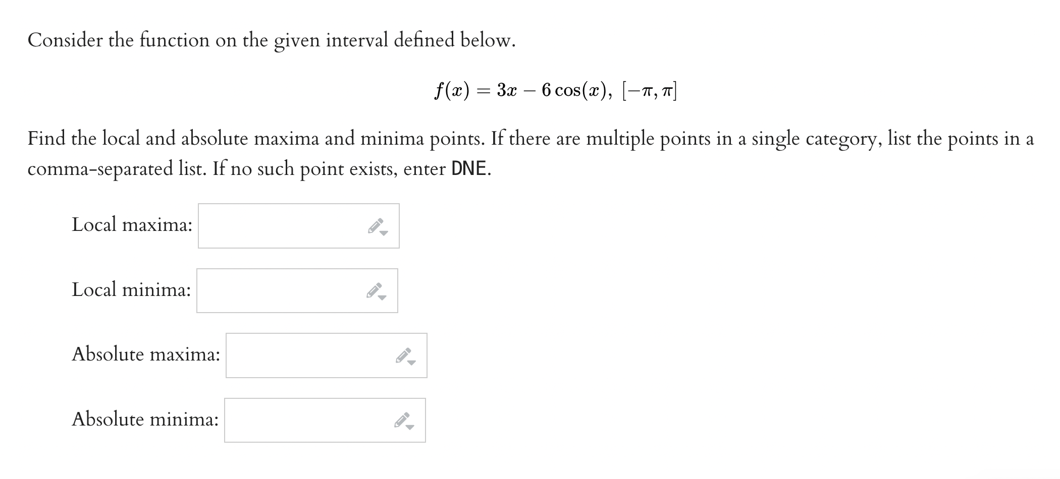Solved Consider the function on the given interval defined | Chegg.com