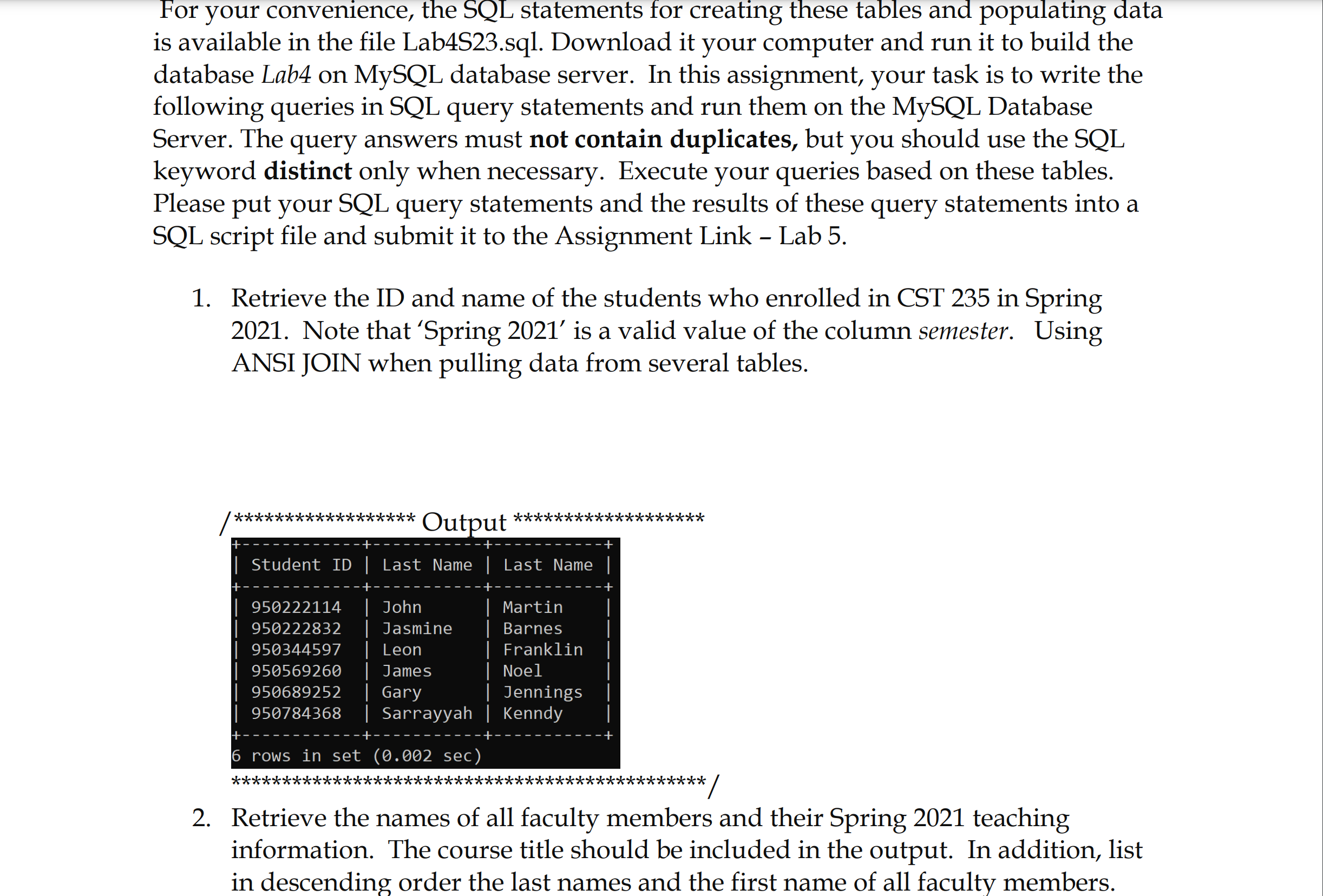 Solved Lab Instructions: You should work individual for this | Chegg.com