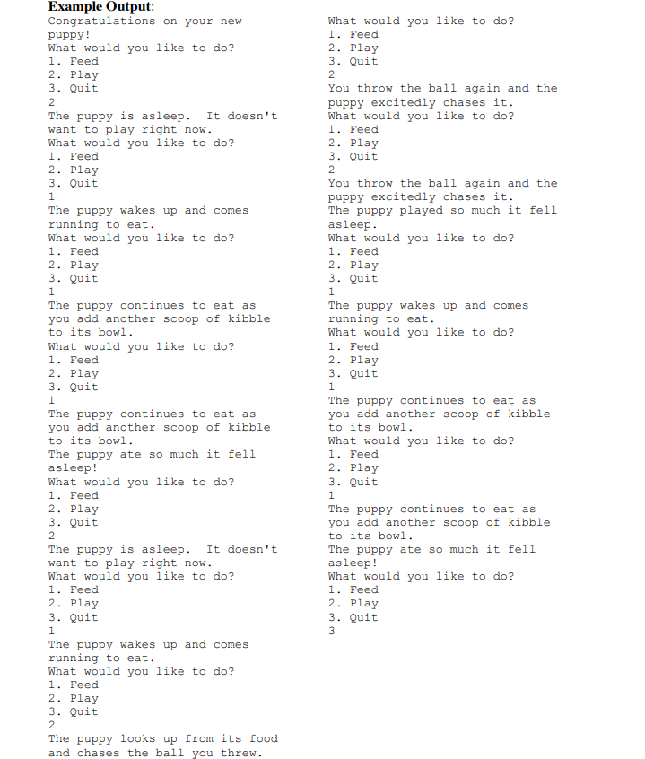 Solved Puppy Simulator - State Pattern Using the State | Chegg.com