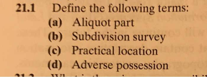 Solved 21.1 Define the following terms: (a) Aliquot part (b) | Chegg.com