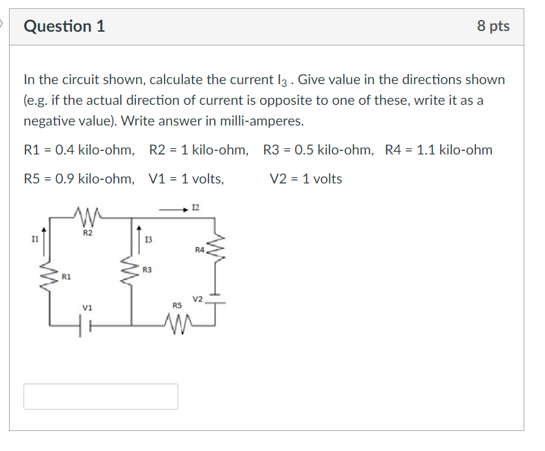 Solved In the circuit shown, calculate the current I3. Give | Chegg.com