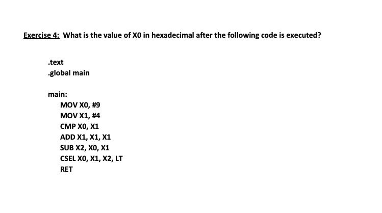 Solved Exercise 4: What is the value of XO in hexadecimal | Chegg.com