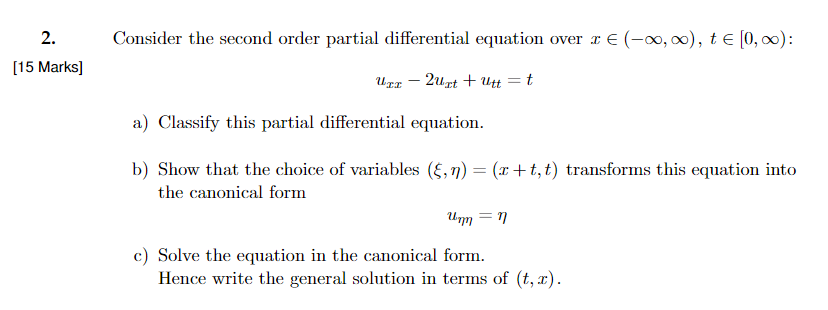 Solved Consider the second order partial differential | Chegg.com
