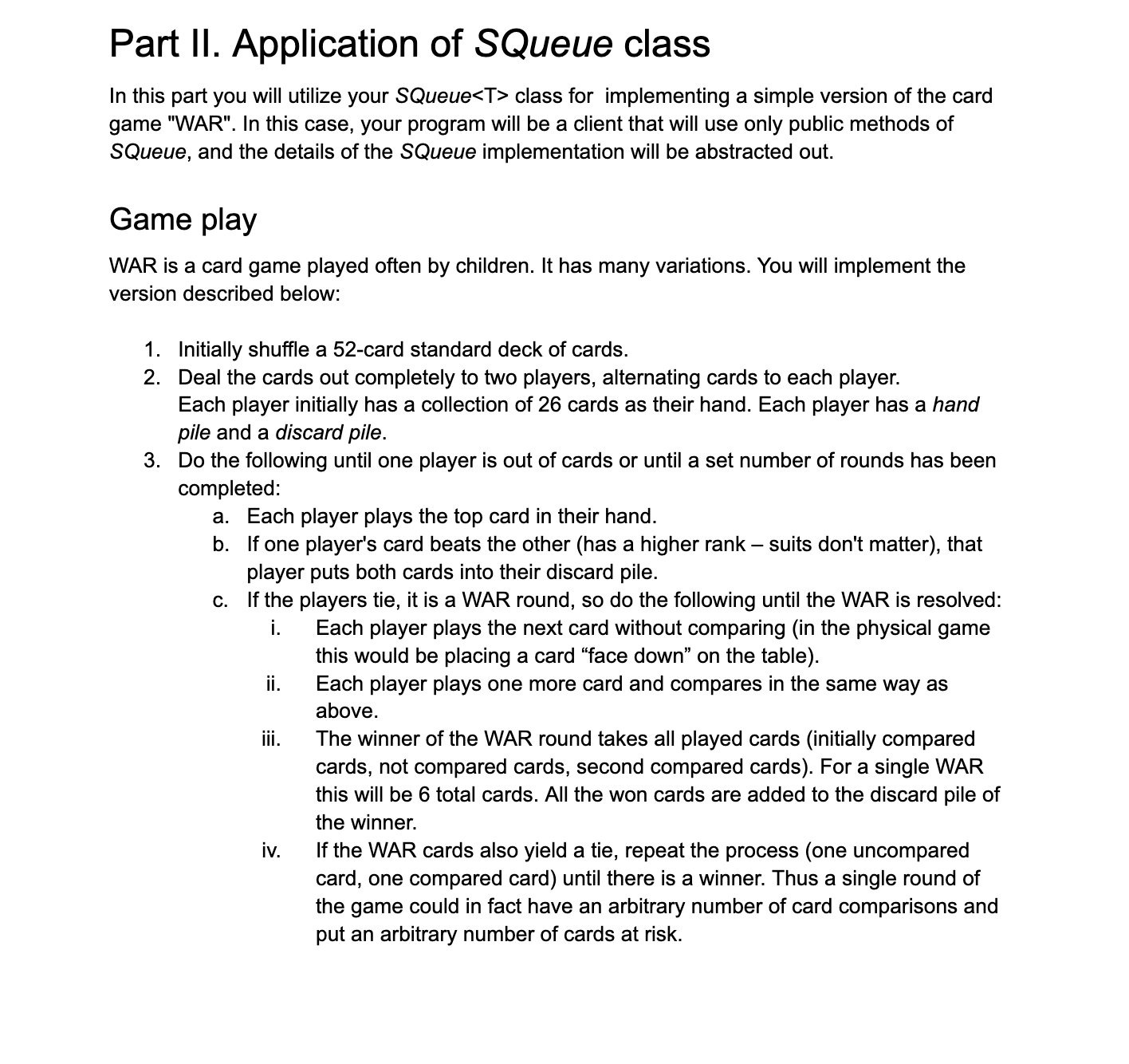 Solved Part II. Application of SQueue class In this part you | Chegg.com