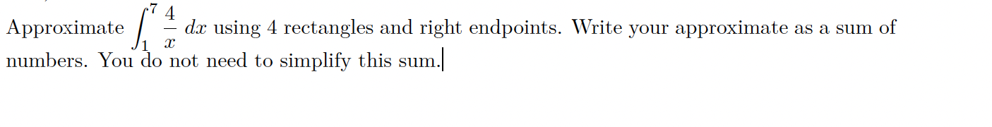 Solved Approximate ∫17x4dx using 4 rectangles and right | Chegg.com
