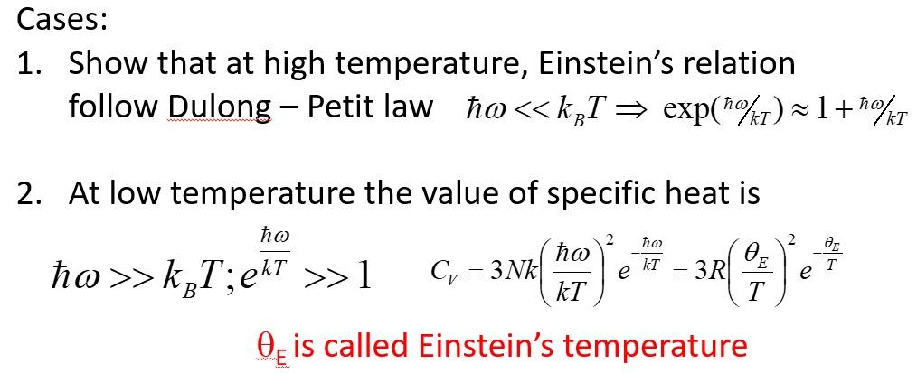 Solved Cases: 1. Show that at high temperature, Einstein's | Chegg.com