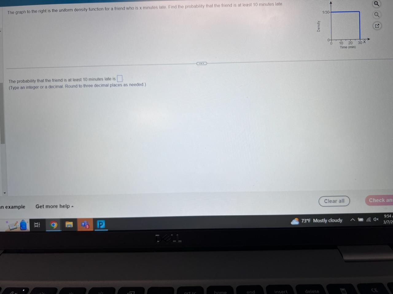 Solved The graph to the right is the uniform density | Chegg.com