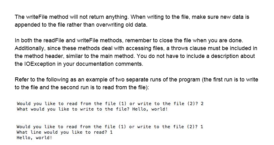 Solved In addition to the main method, the class for this | Chegg.com