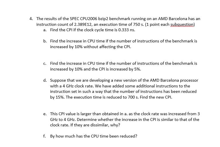 Solved The results of the SPEC CPU2006 bzip2 benchmark | Chegg.com