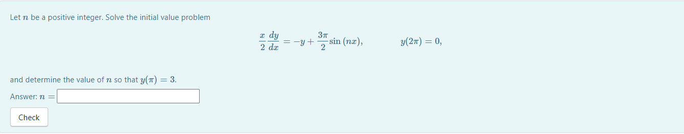 Solved Let n be a positive integer. Solve the initial value | Chegg.com