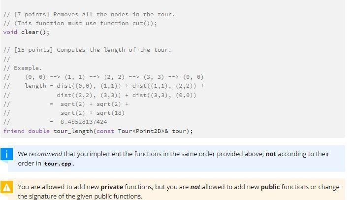 Class Tour start start start start Implementing Class | Chegg.com