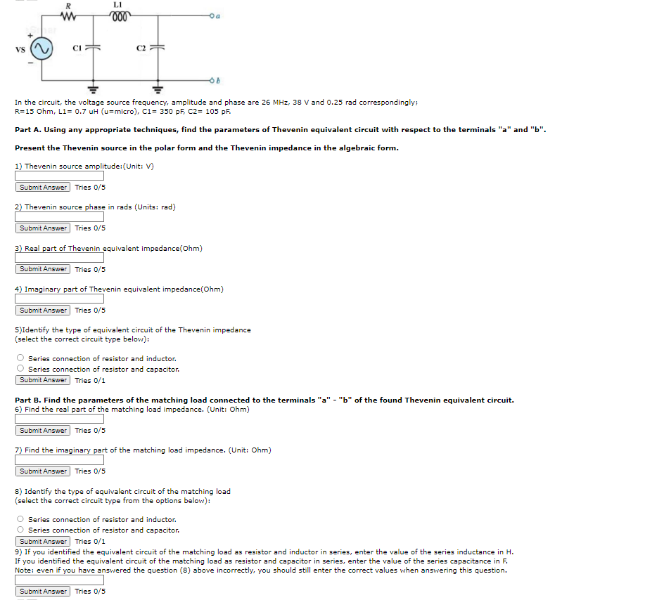 Solved In the circuit, the voltage source frequency, | Chegg.com