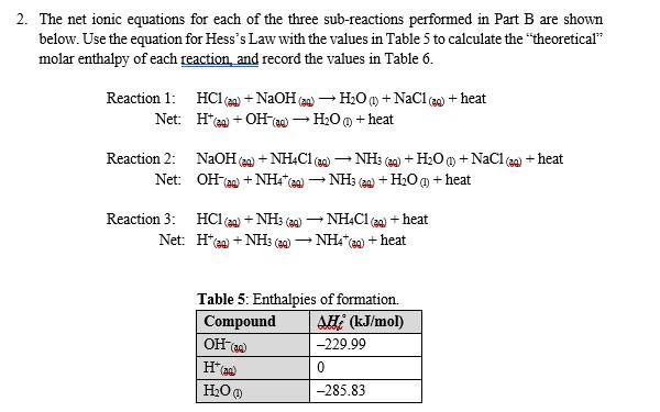 Solved 2. The net ionic equations for each of the three | Chegg.com