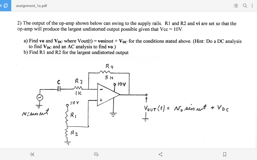 Solved assignment,1a.pdf 2) The output of the op-amp shown | Chegg.com
