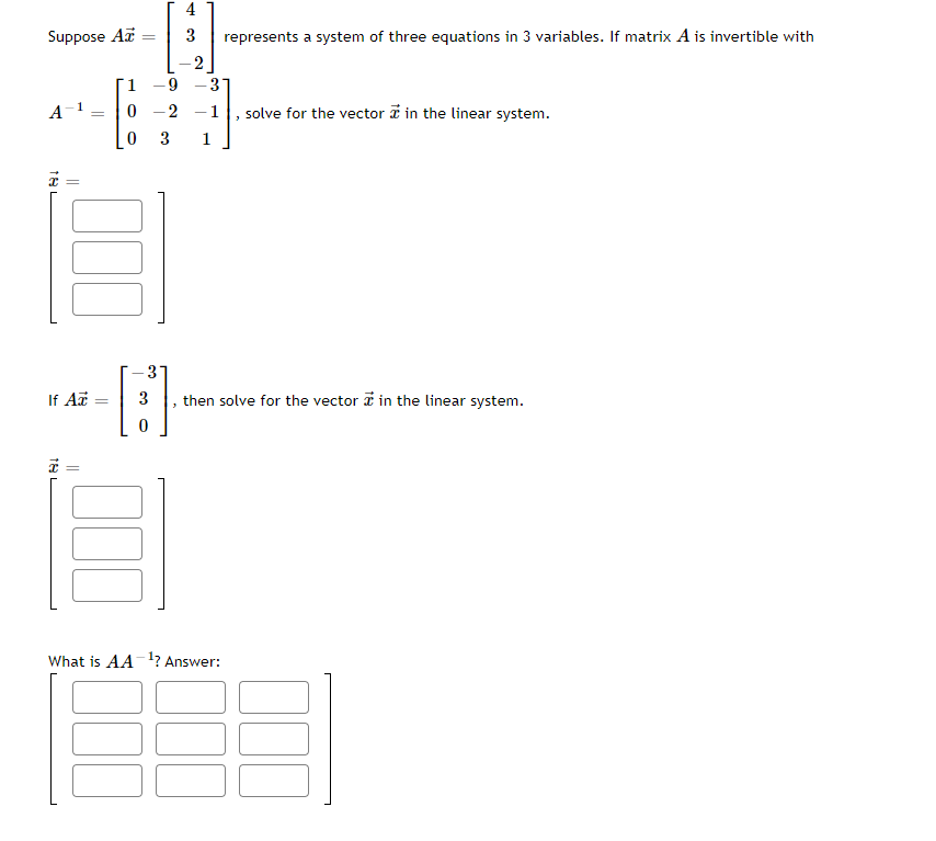 Solved Suppose At 4 3 represents a system of three equations | Chegg.com
