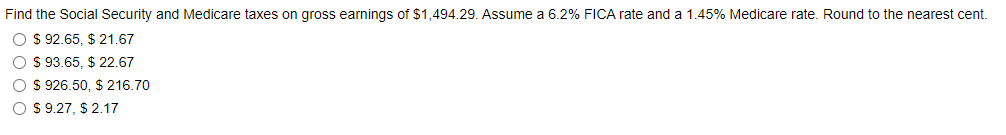 Solved Find the Social Security and Medicare taxes on gross | Chegg.com