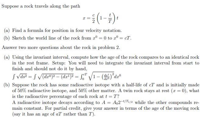Suppose a rock travels along the path x=2c(1−Tt)t (a) | Chegg.com