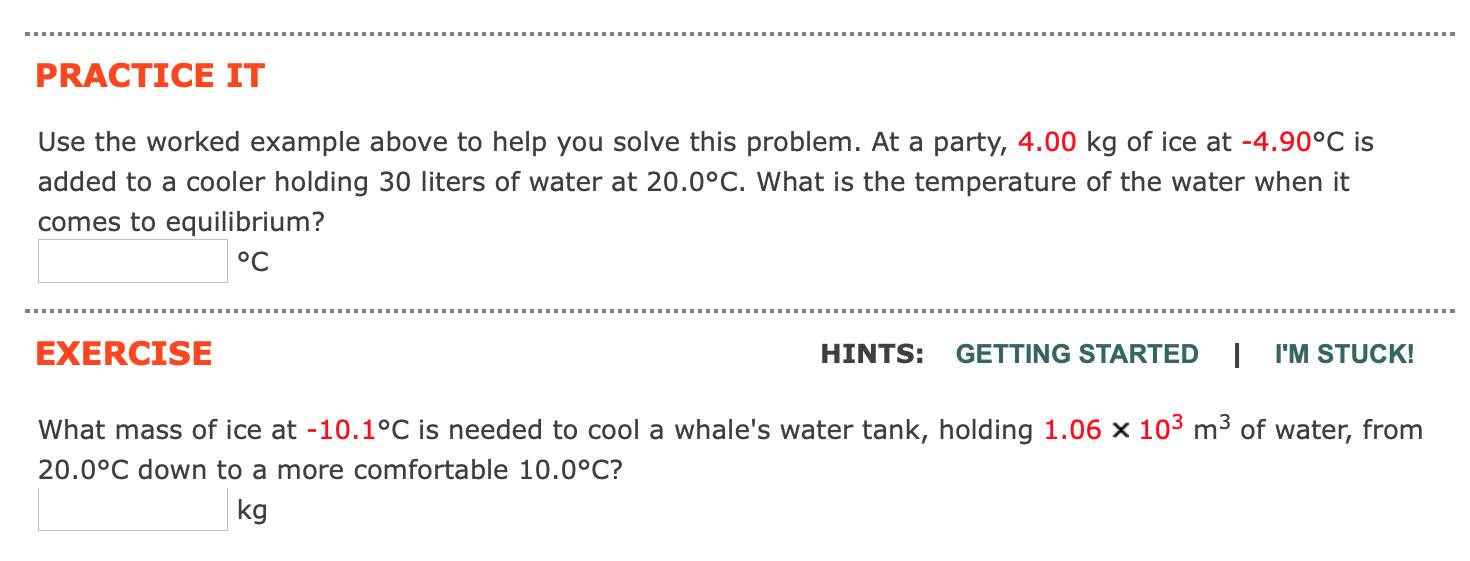 Solved EXAMPLE 11.5 Ice Water GOAL Solve a problem involving | Chegg.com