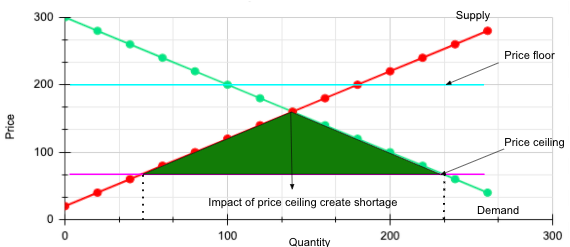 Solved 300 Supply Price floor 200 Price Price ceiling 100 | Chegg.com