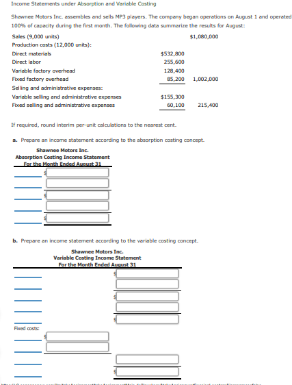 Solved 2. During the first month of operations ended August | Chegg.com