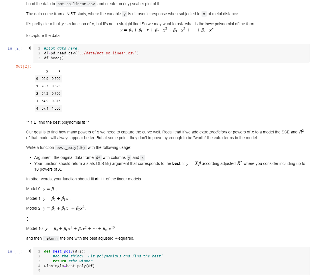 Load the data in not_so_linear.csv and create an | Chegg.com