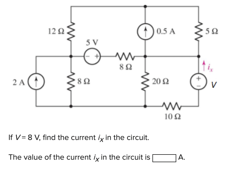 Solved by an EXPERT If V=8V, ﻿find the current ix in ﻿the circuit.The | Chegg.com