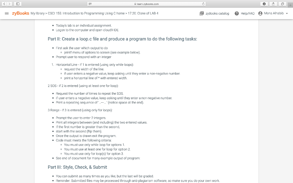 Solved leam.zybooks.com t = zyBooks My library > CSCI 155: | Chegg.com