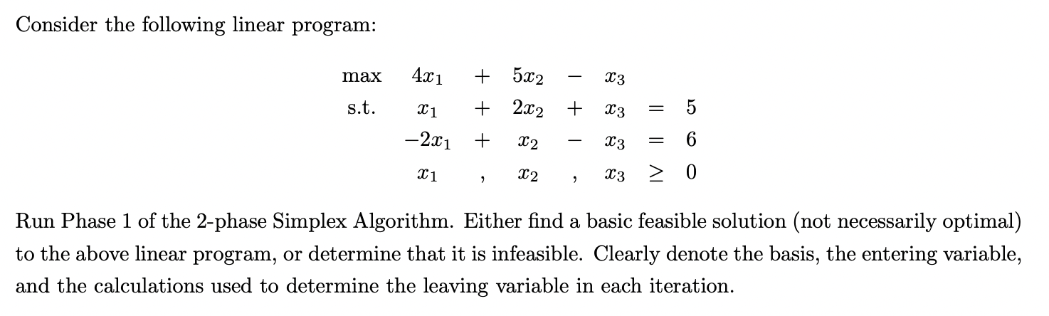 Solved Consider the following linear program: max + - х3 | Chegg.com
