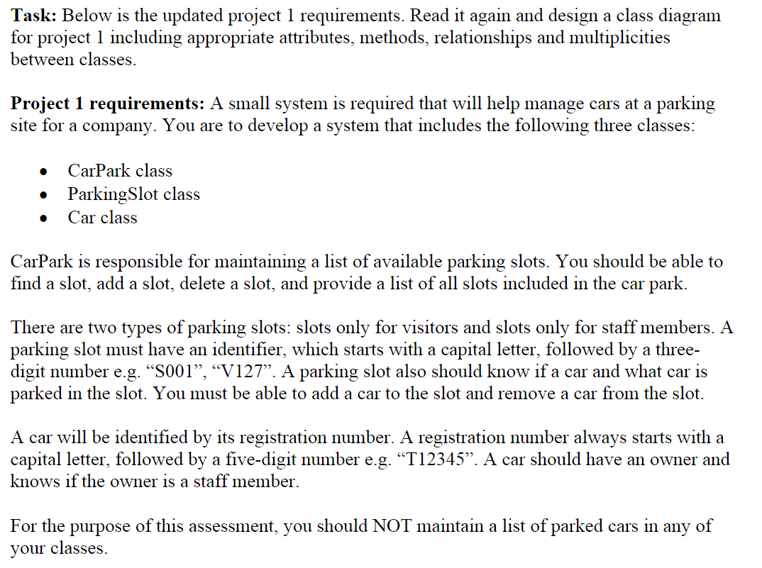 Solved a Task: Below is the updated project 1 requirements. | Chegg.com