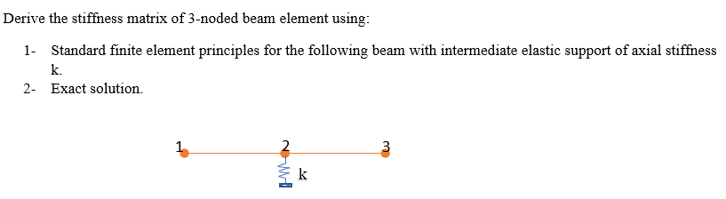 Solved Derive the stiffness matrix of 3-noded beam element | Chegg.com