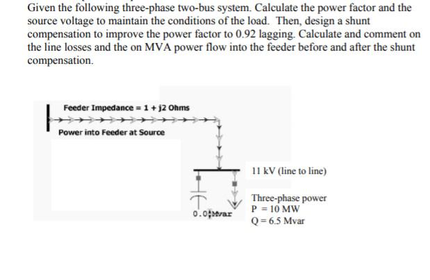 Solved Given the following three-phase two-bus system. | Chegg.com