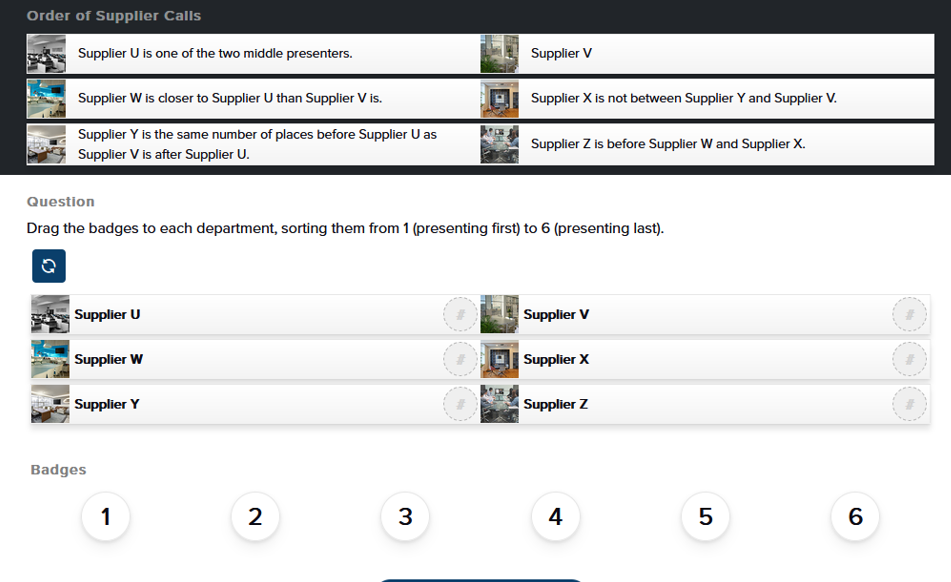 Solved Question Drag the badges to each department, sorting | Chegg.com
