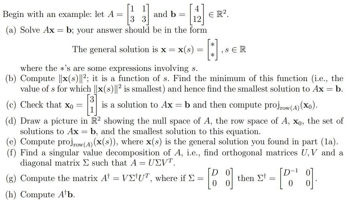 Solved 4 ER2 [1 1] Begin with an example: let A= and b = 3 3 | Chegg.com