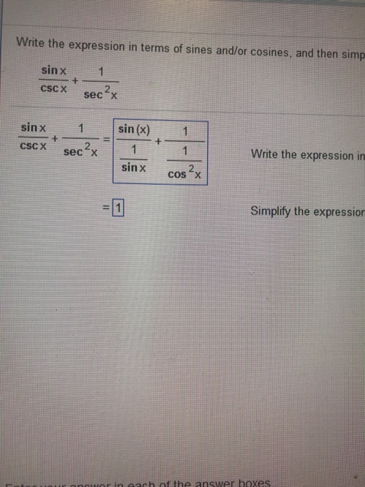 Solved Write the expression in terms of sines and/or | Chegg.com