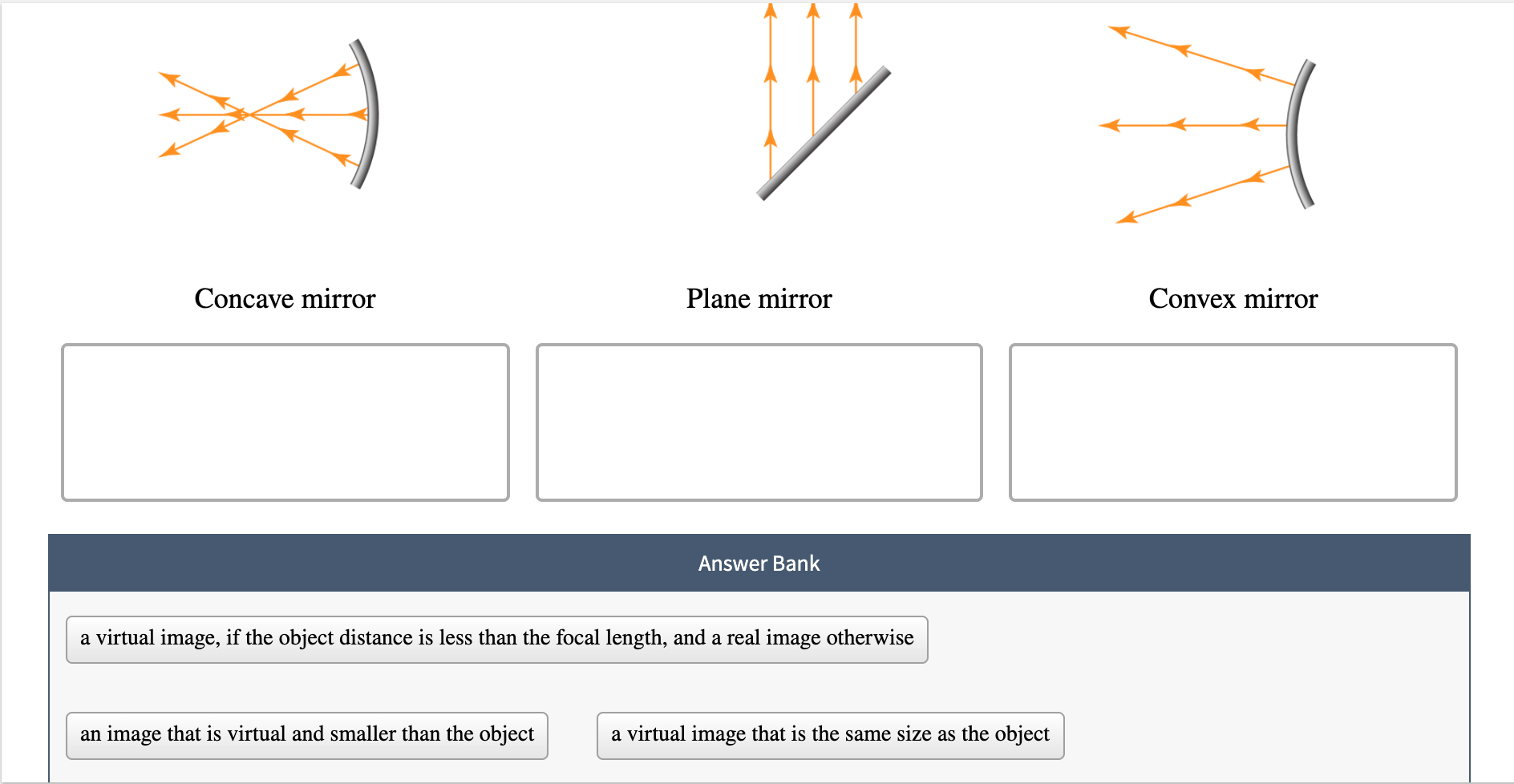 Solved Match the type of mirror with the type of image it | Chegg.com