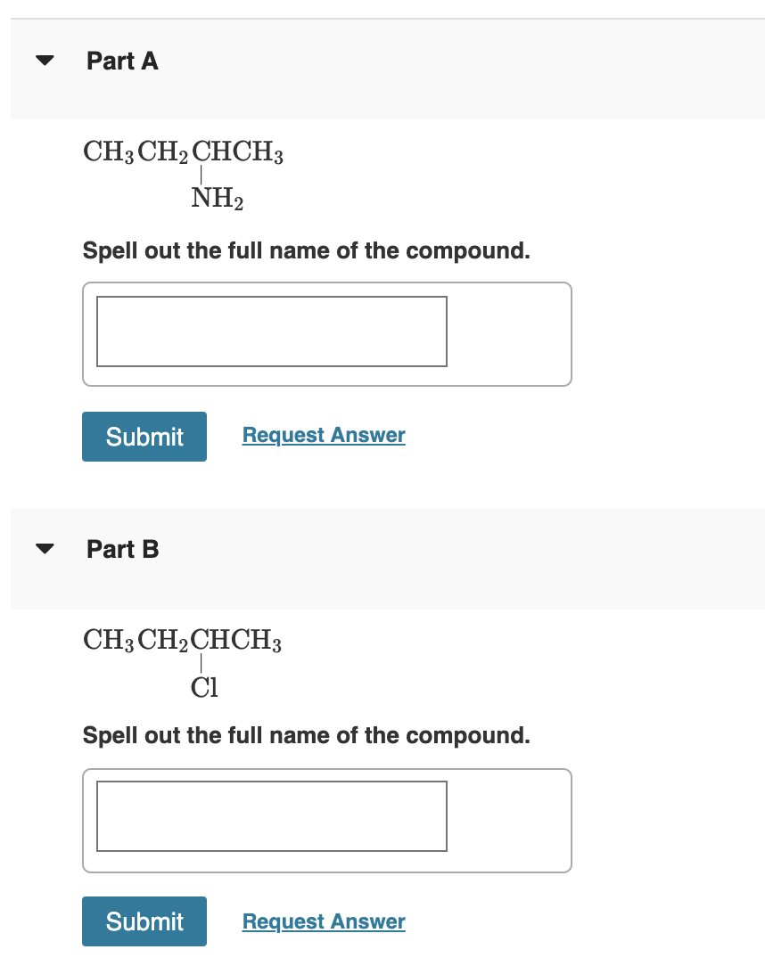 Solved Part A CH3 CH2 CHCH: NH2 Spell out the full name of | Chegg.com