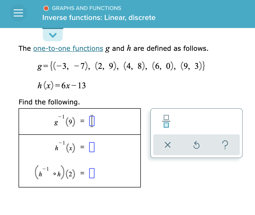 Solved = GRAPHS AND FUNCTIONS Inverse functions: Linear, | Chegg.com