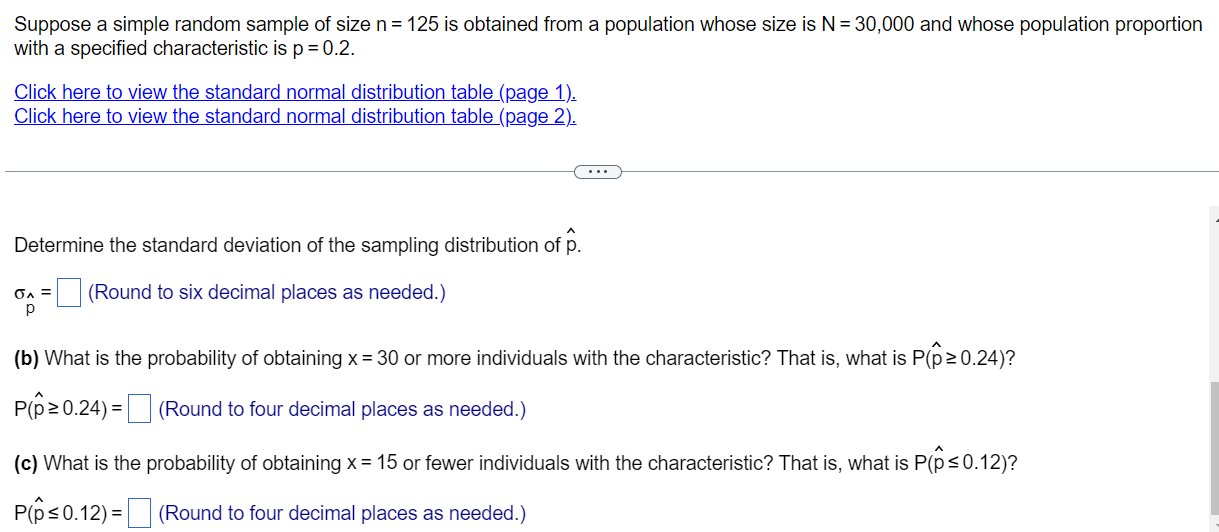 Solved Suppose a simple random sample of size n=125 is | Chegg.com