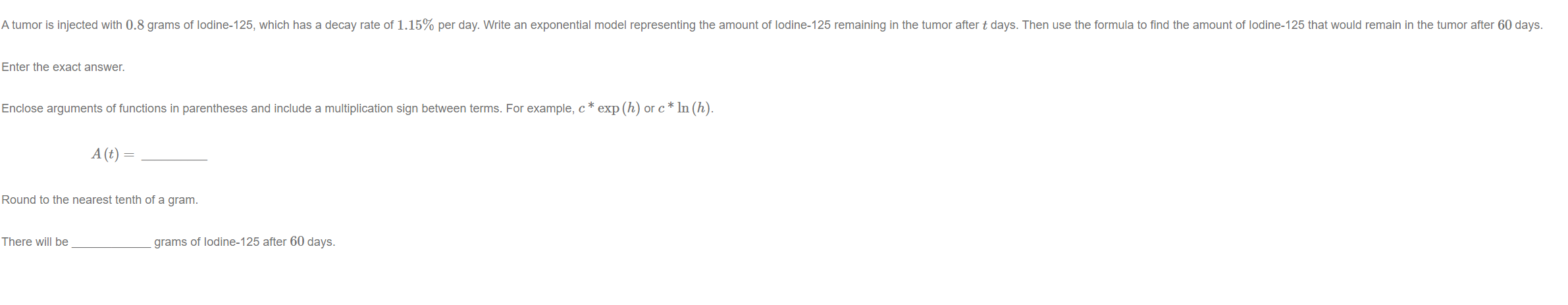 Solved Enter the exact answer.Enclose arguments of functions | Chegg.com