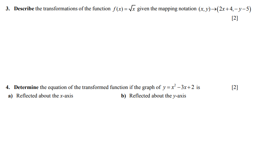 Solved 3. Describe the transformations of the function | Chegg.com