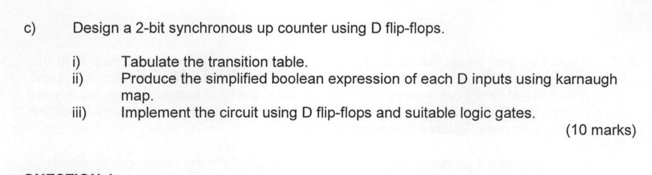 Solved Design a 2-bit synchronous up counter using D | Chegg.com