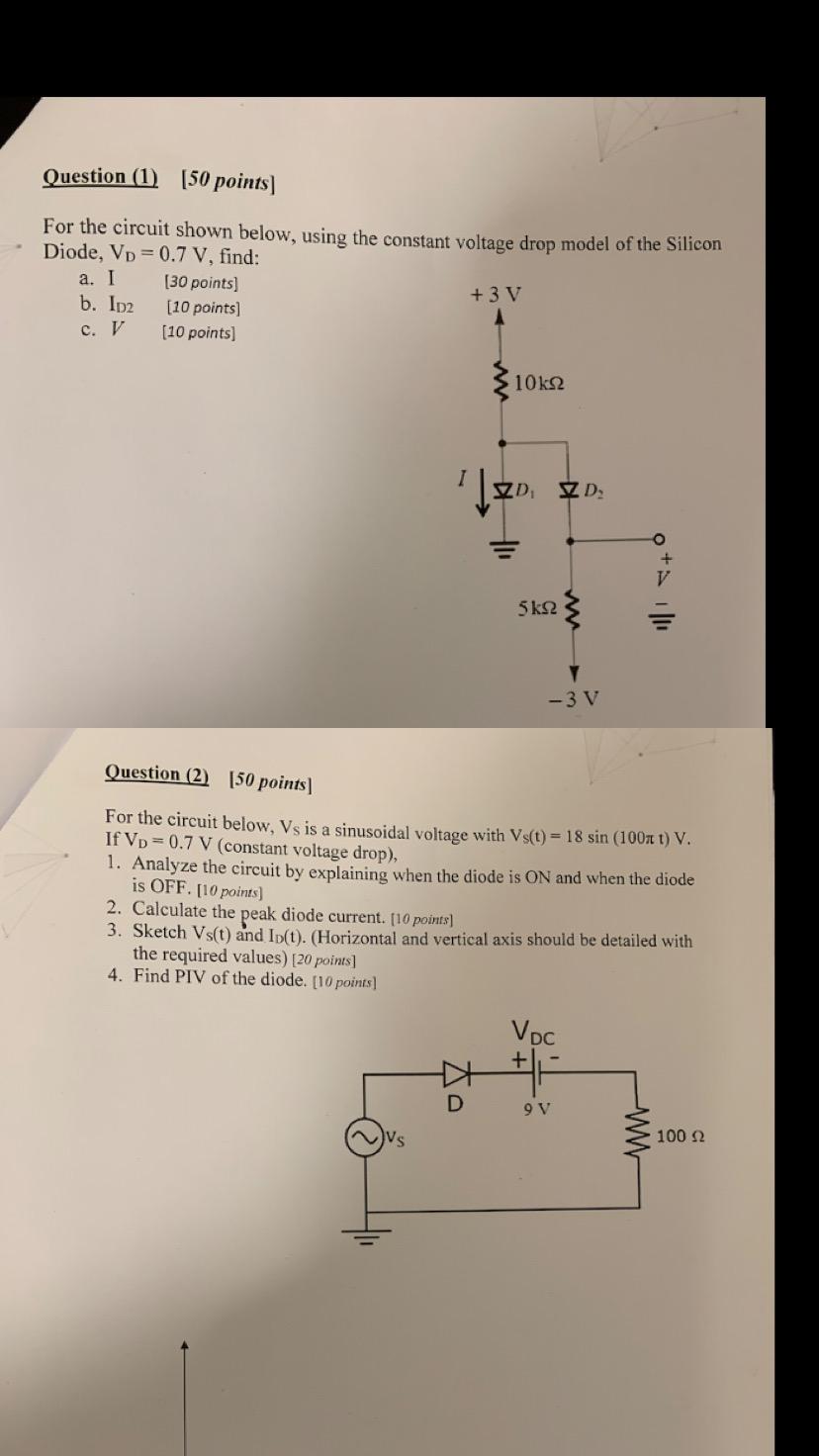 Solved Question (1) [50 points) For the circuit shown below, | Chegg.com