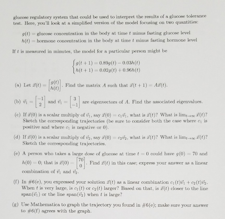 Problem 6 Diabetes is often diagnosed using a glucose | Chegg.com