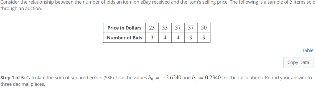 Solved Step 1 Of 5 Calculate The Sum Of Squared Errors
