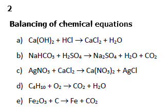Solved 2 Balancing of chemical equations a) Ca(OH)₂ + HCl → | Chegg.com