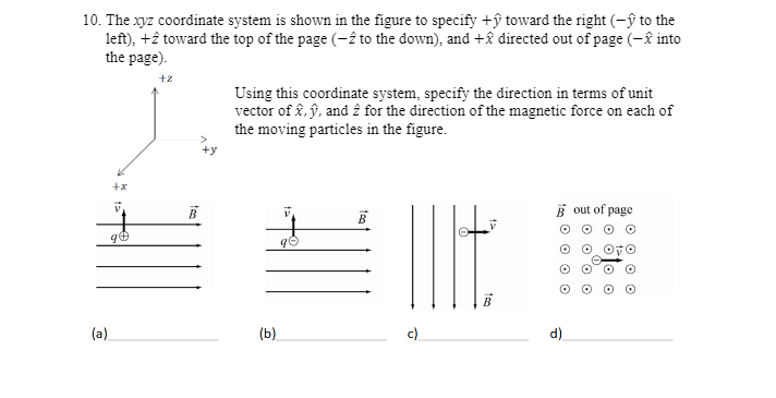 Solved 10. The xyz coordinate system is shown in the figure | Chegg.com