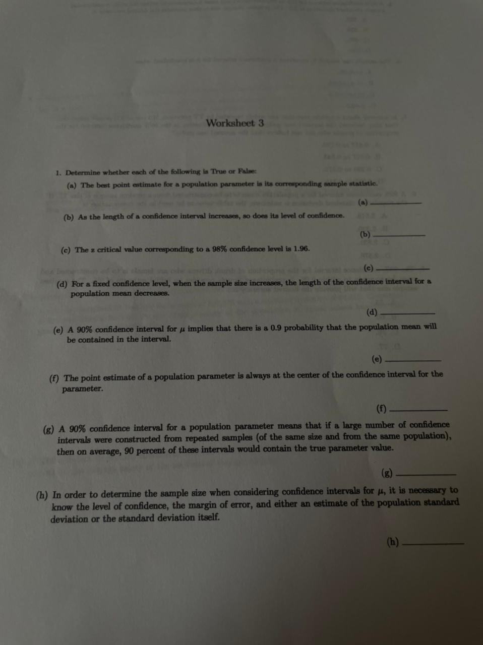 Solved 1. Determine whether each of the following in True or | Chegg.com