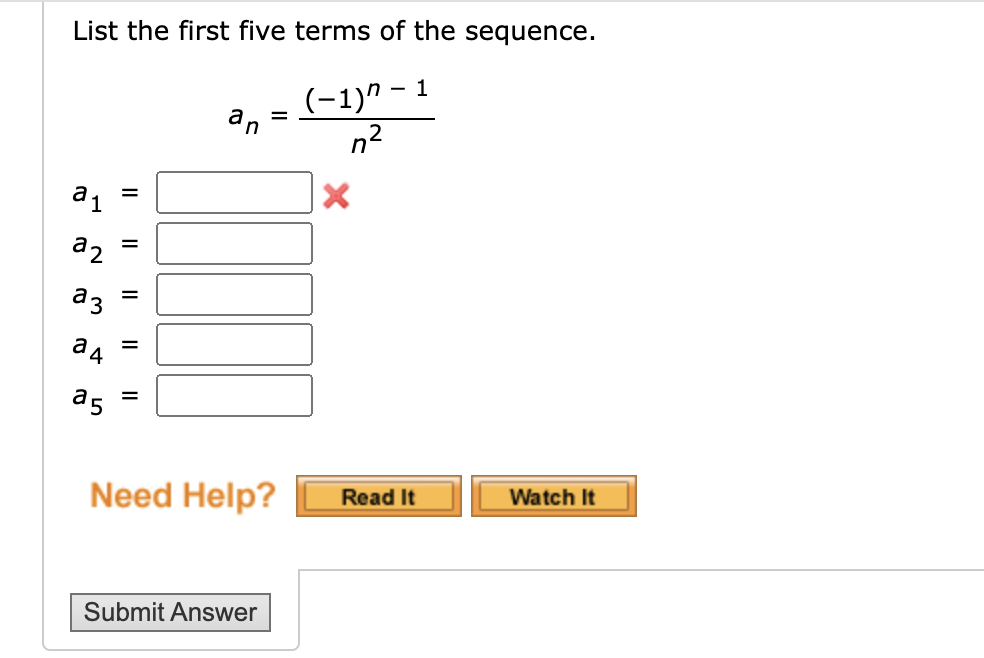Solved List the first five terms of the sequence. | Chegg.com