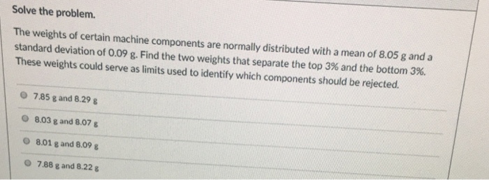 Solved The weights of certain machine components are | Chegg.com