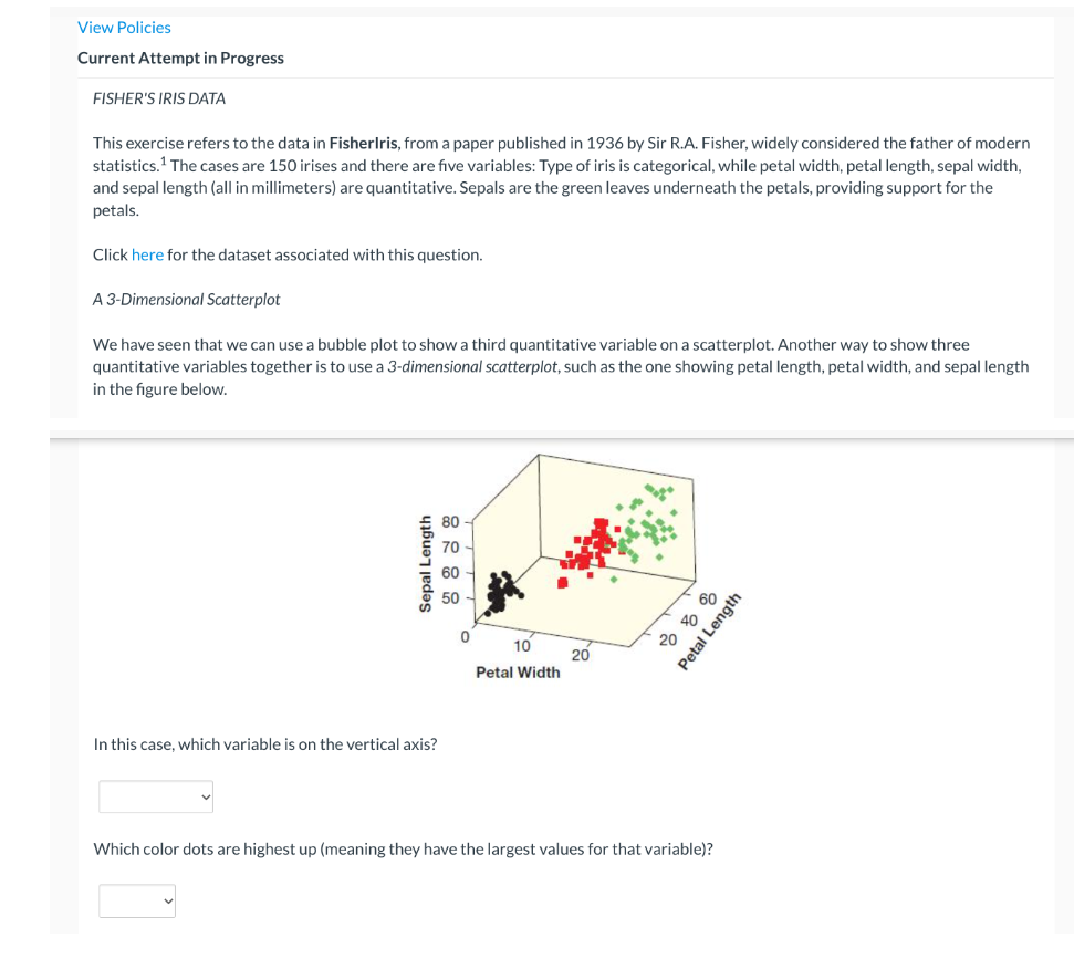 Solved FISHER'S IRIS DATA This exercise refers to the data | Chegg.com